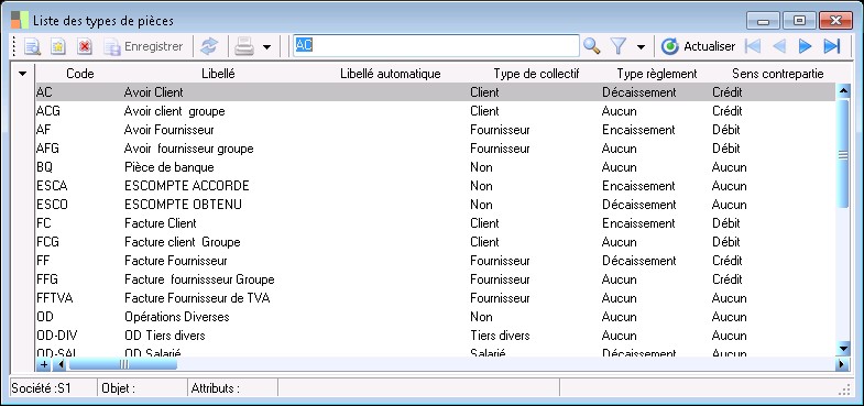Liste des types de pièces